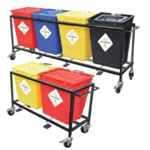Biomedical Waste Segregation Trolleys – Waste Trolley 4 Bin Trolley SS ...